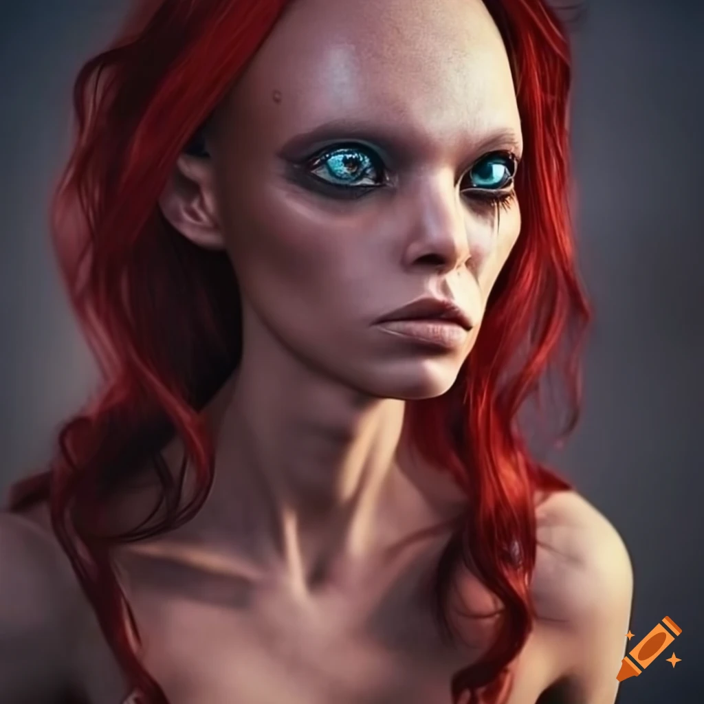 Illustration of a brown-skinned humanoid alien woman on Craiyon