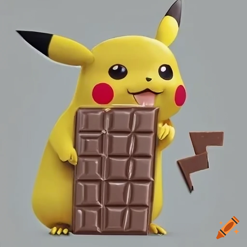 Pikachu enjoying a chocolate bar on Craiyon