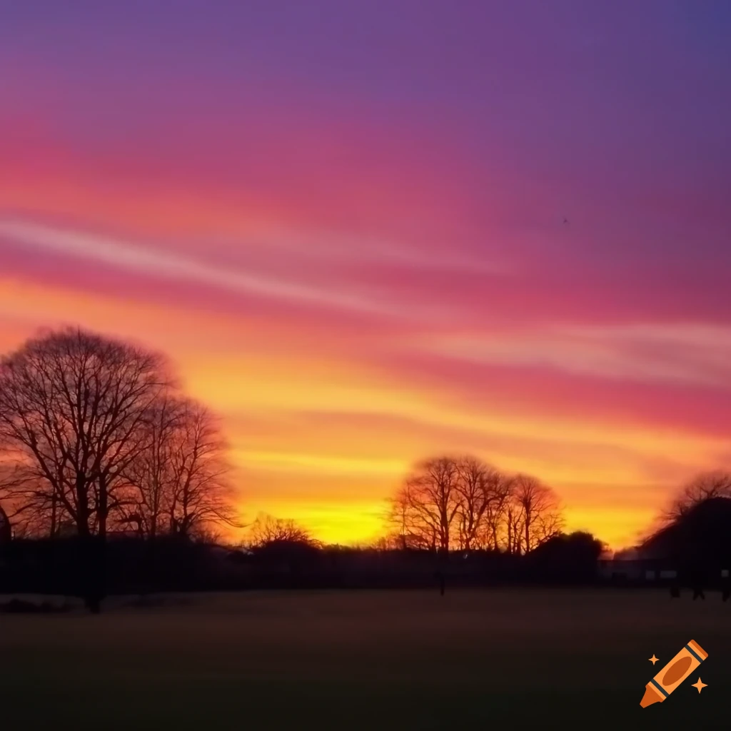 Sunset at knighton park in leicester, england on Craiyon