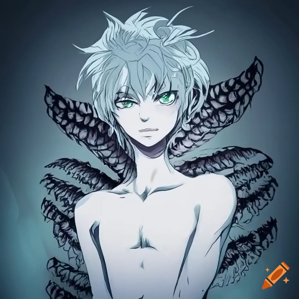 Anime artwork of a male teen with mermaid features on Craiyon