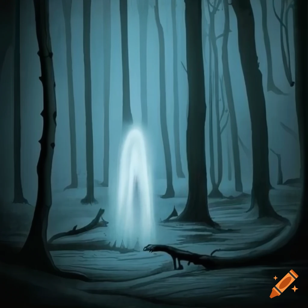 Figure in a detailed hooded cloak walking through an enchanted forest ...
