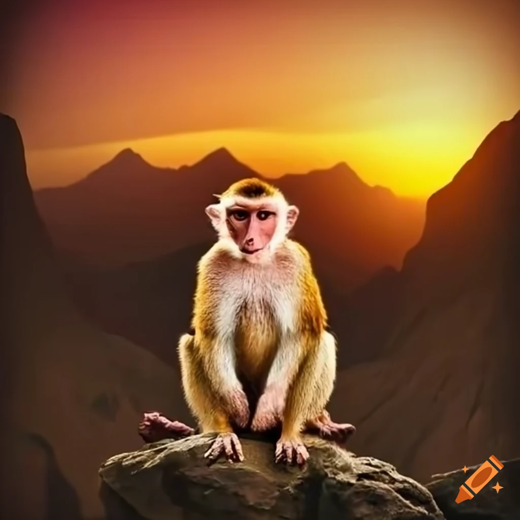 Monkey riding a camel in the mountains on Craiyon