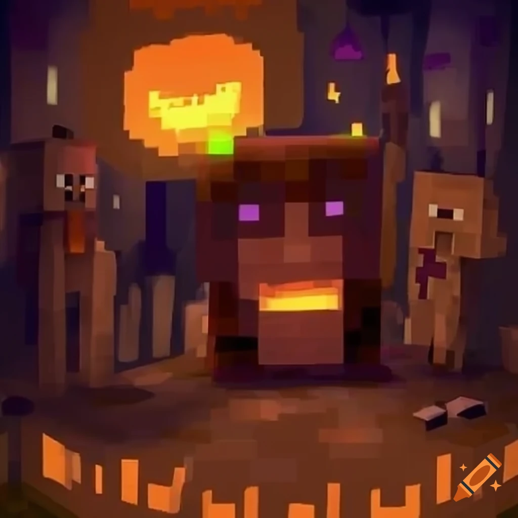 Minecraft Halloween-themed image on Craiyon