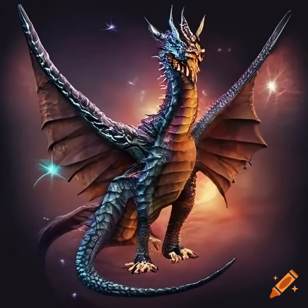 Illustration of a dragon with star scales