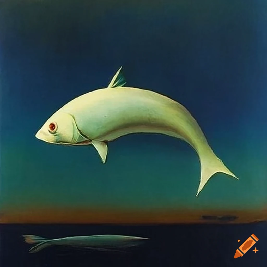 Close-up of a fish tail by rene magritte