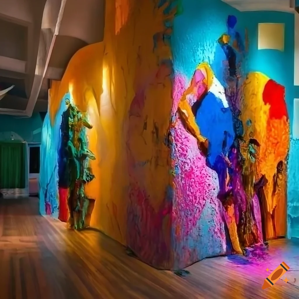 Artistic community space with paint and sculptures on Craiyon