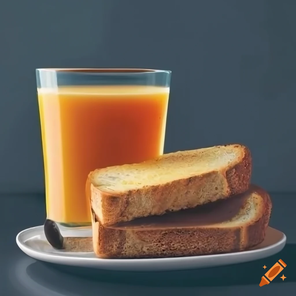 Buttered toast with juice on dark background on Craiyon
