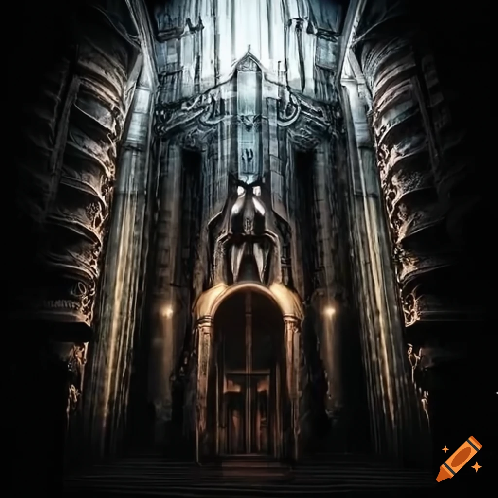 Office building with Giger-inspired design on Craiyon