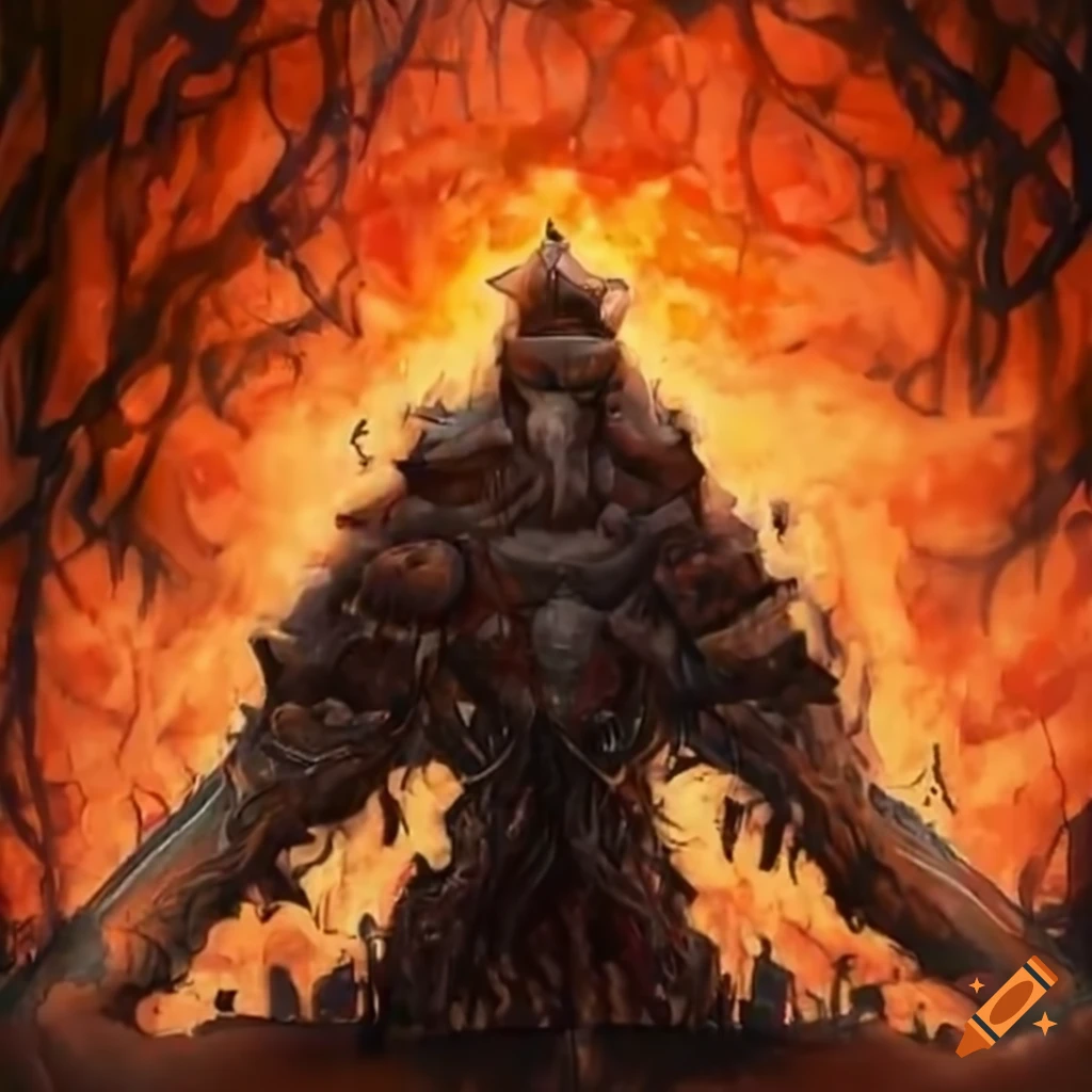 Watercolor silhouette of a group of demons on Craiyon