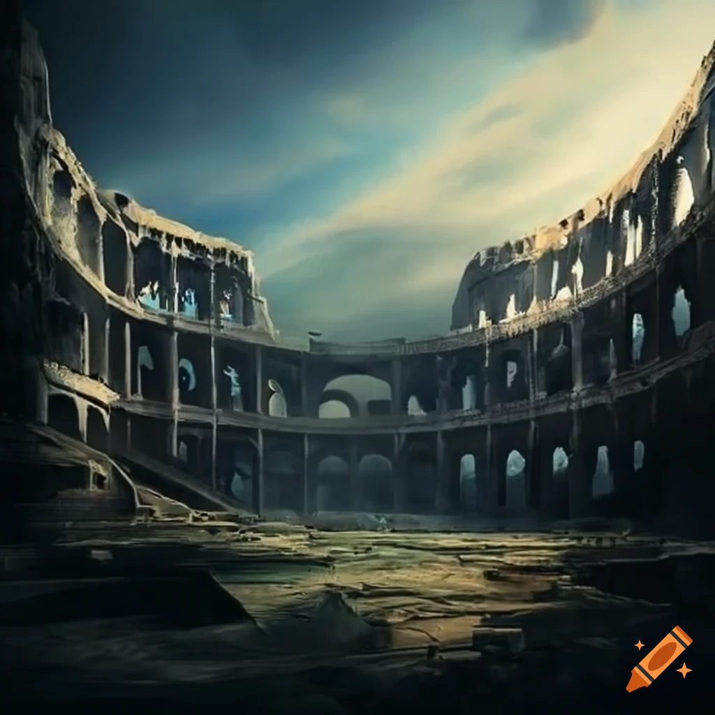Colosseum in rome destroyed by earthquake and tsunami on Craiyon