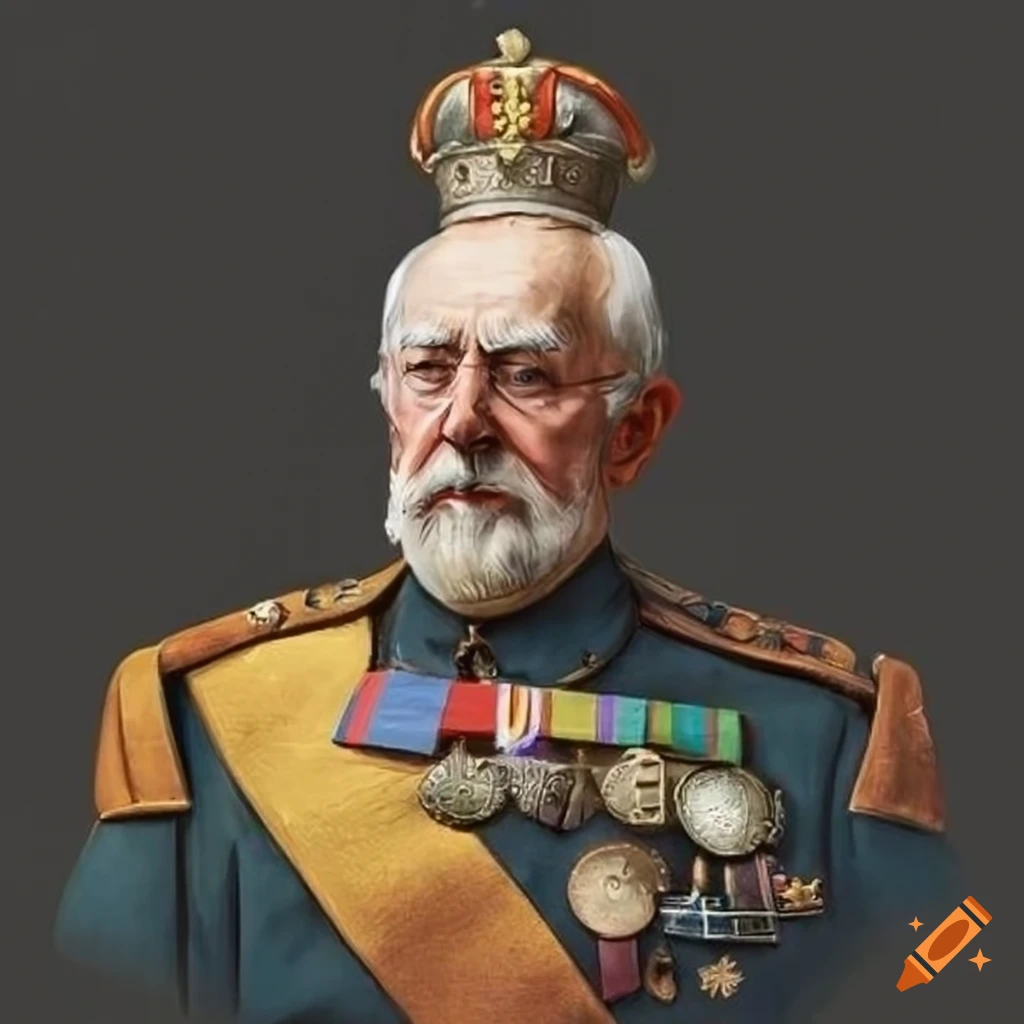 Portrait of an old general with medals and sword on Craiyon