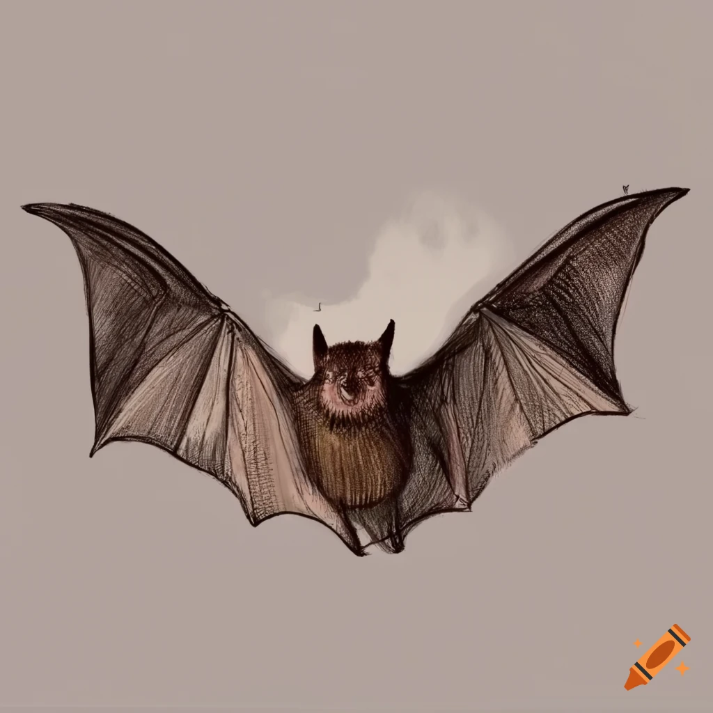 Sketch of a common pipistrelle bat on Craiyon