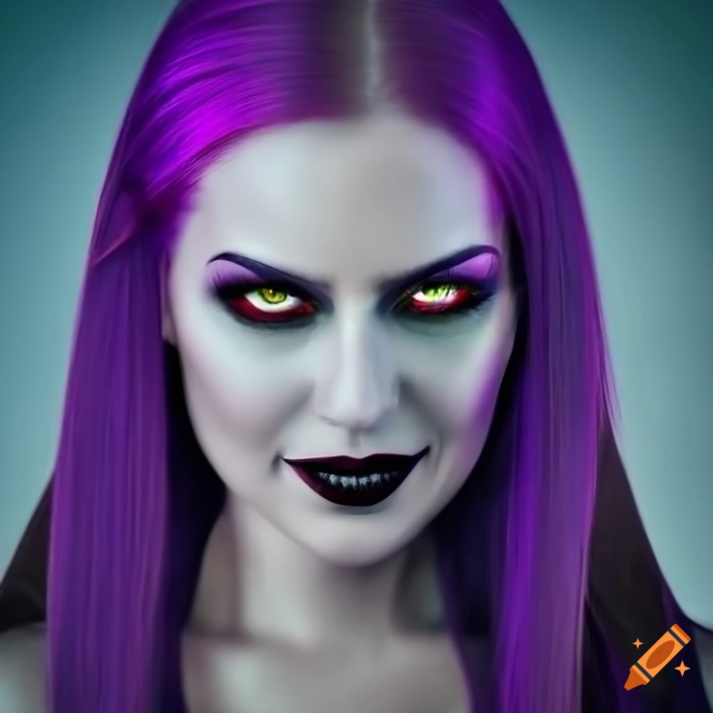 Portrait of a beautiful cyberpunk vampire woman on Craiyon