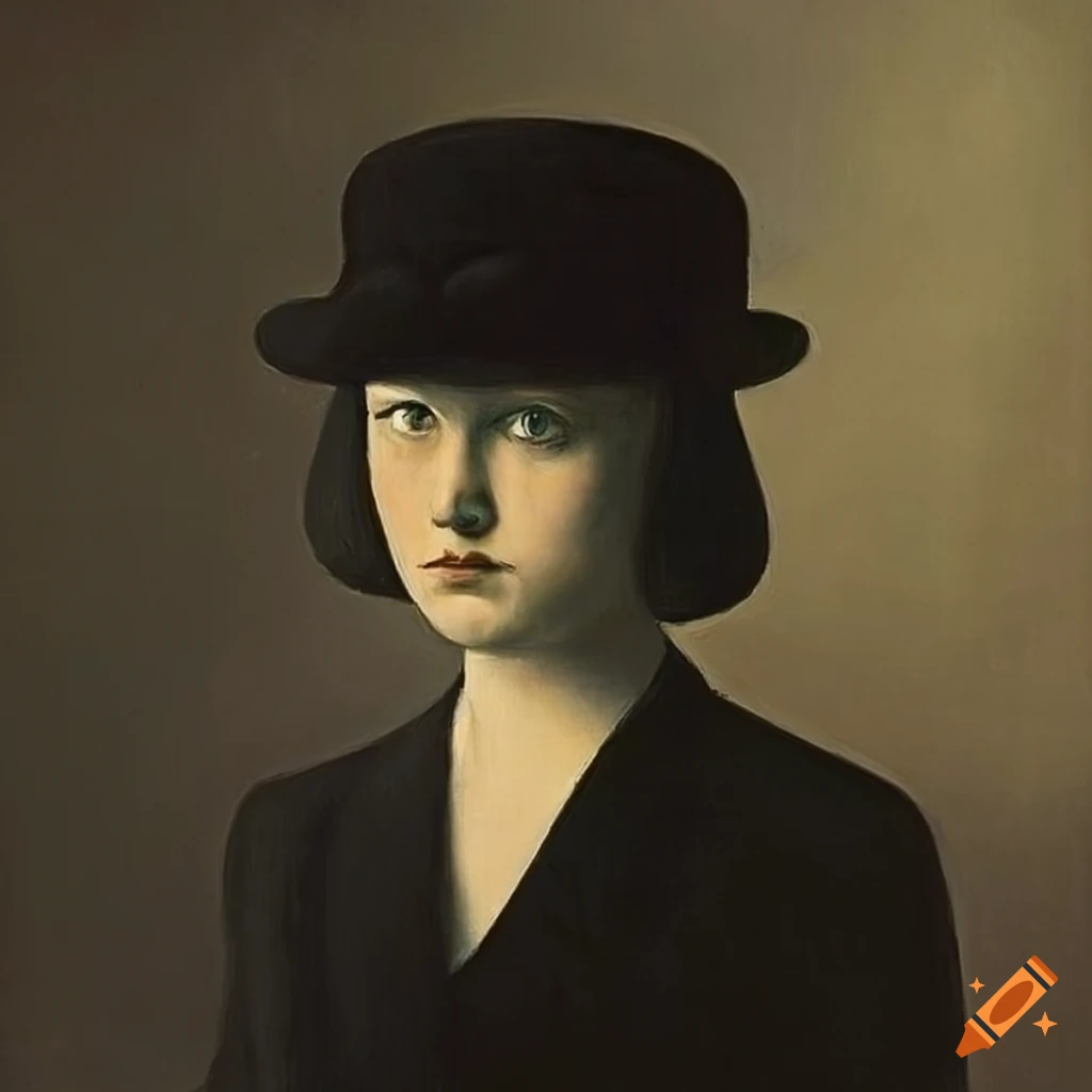 Side profile portrait of a beautiful french woman by rene magritte on ...