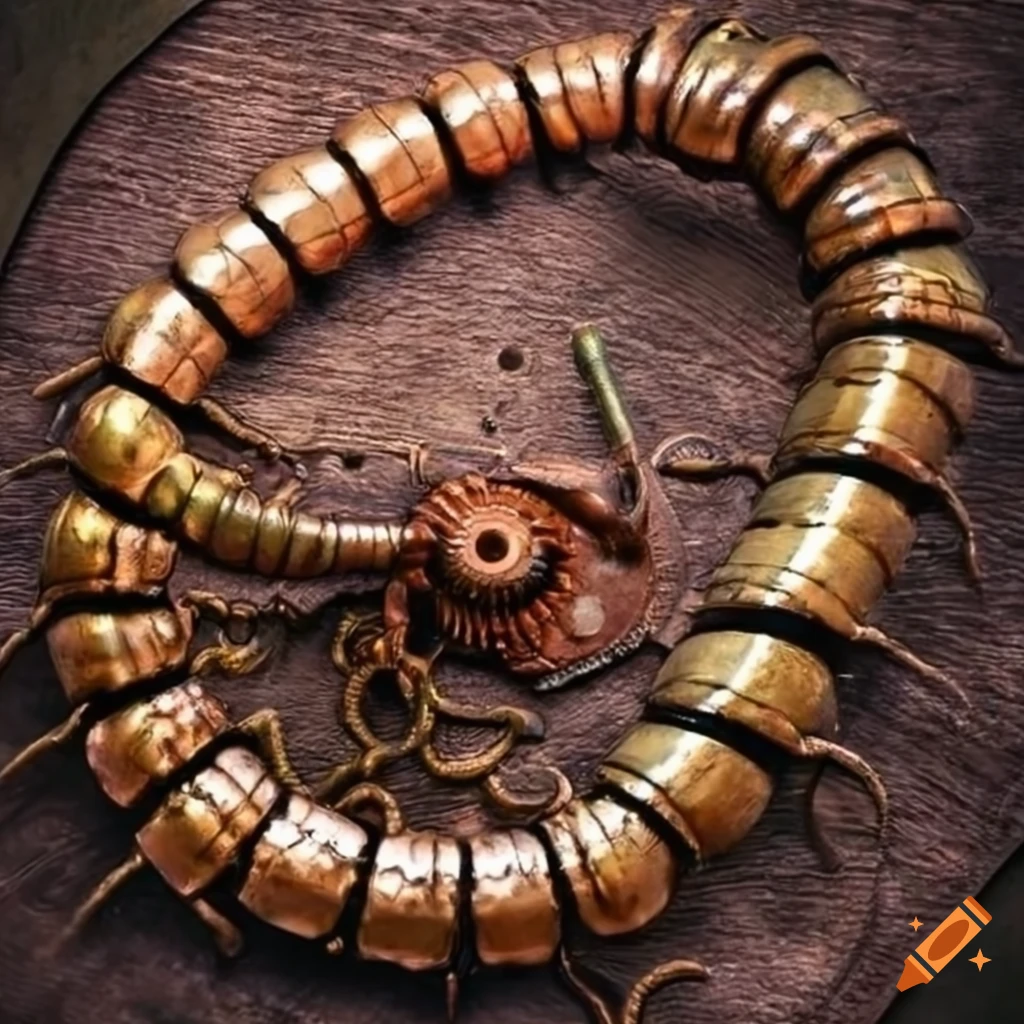 Steampunk centipede tank sculpture