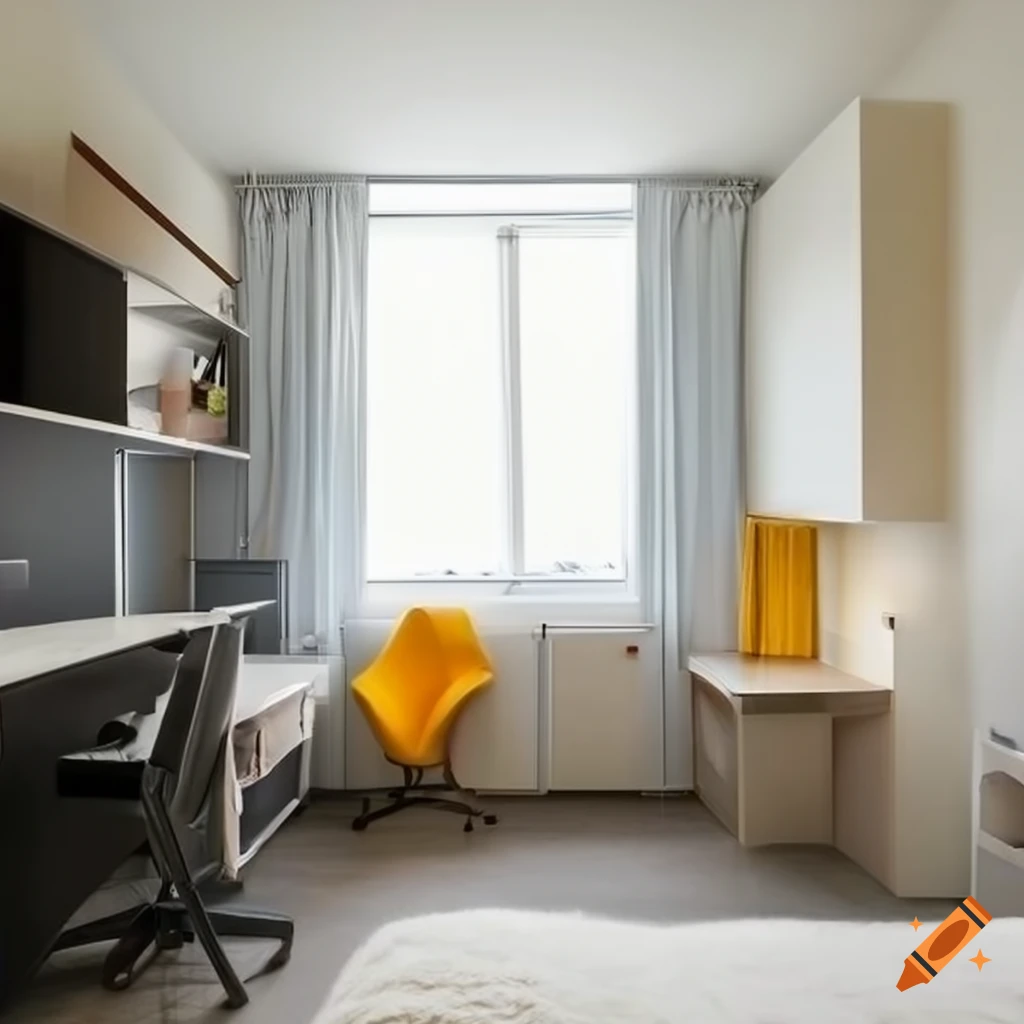 View of a contemporary student accommodation room on Craiyon