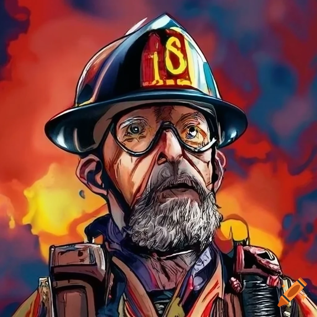 Drawing portraying firefighters as heroic professions on Craiyon