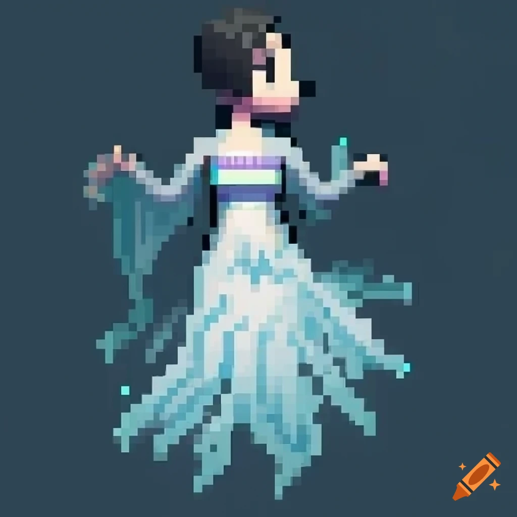 Pixel art of a graceful floating ghost on Craiyon