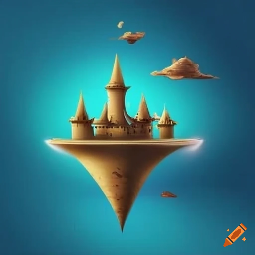 Floating castle island in the sky
