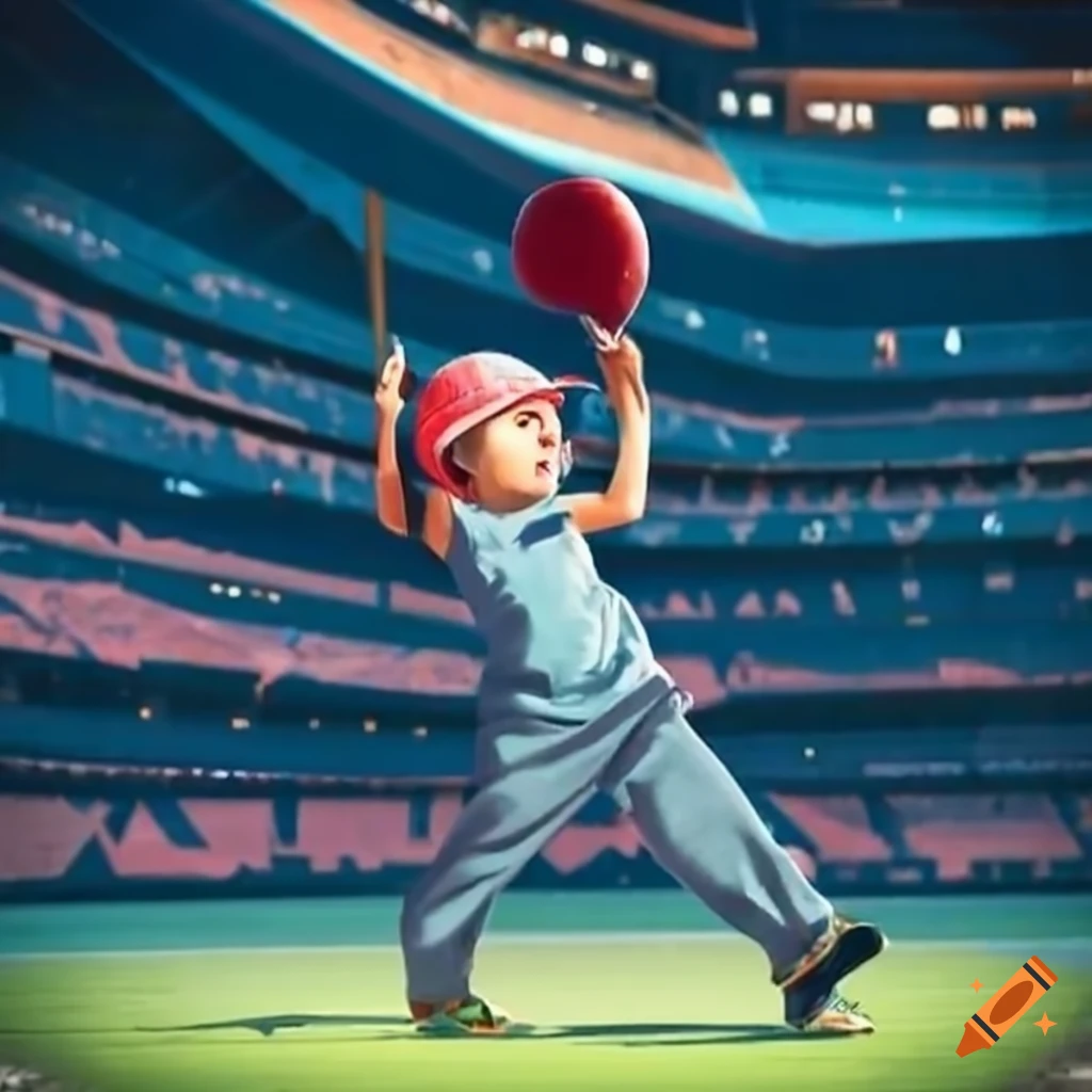 Boy playing baseball in a stadium