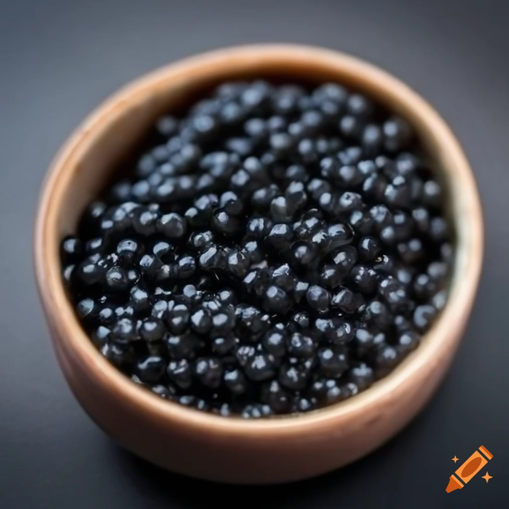 Delicious black bread caviar dish