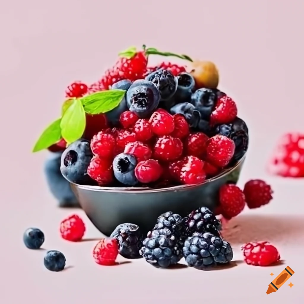 Close-up of fresh berries on Craiyon