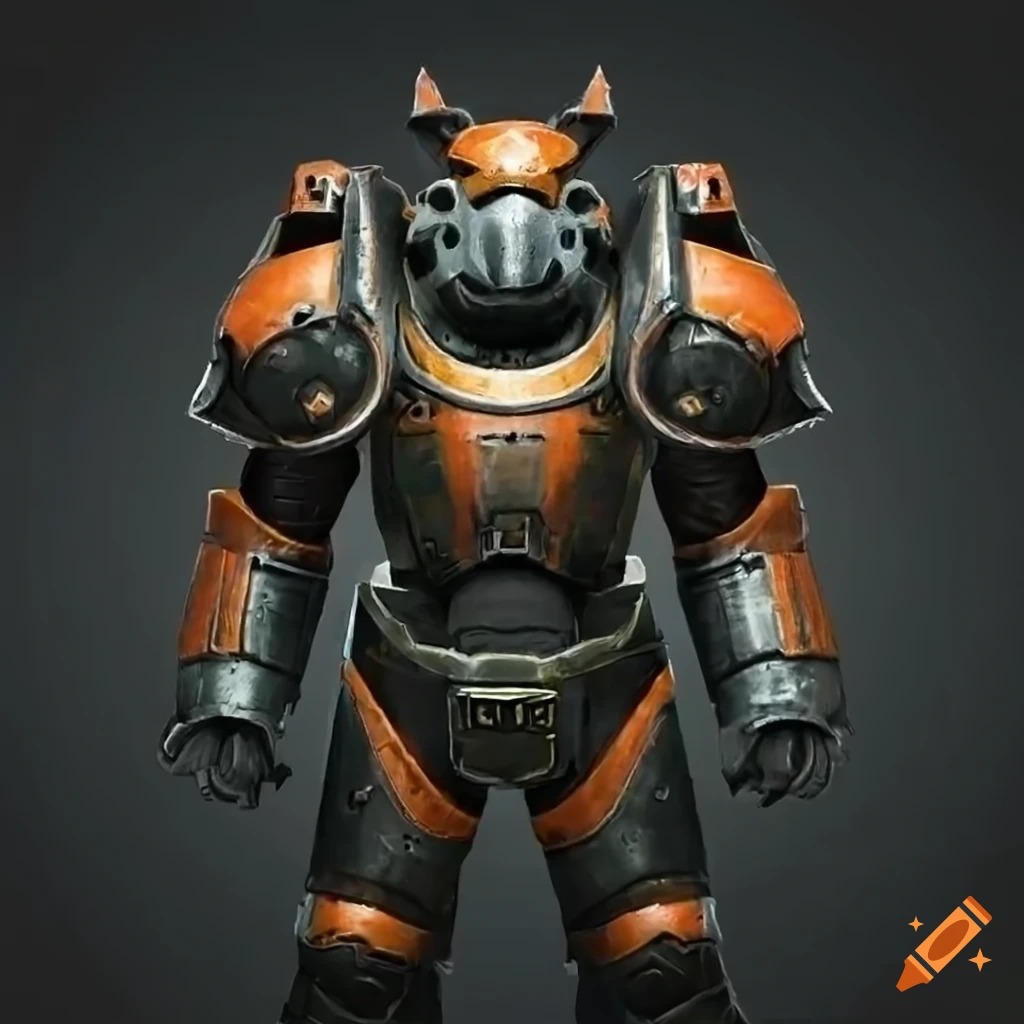 Fallout power armor with fox motif and black paint