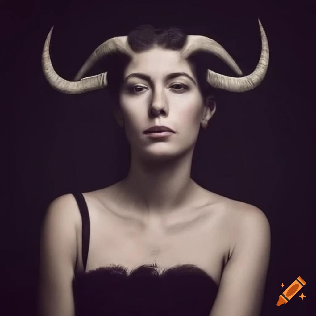 Portrait of a woman with goat horns on Craiyon