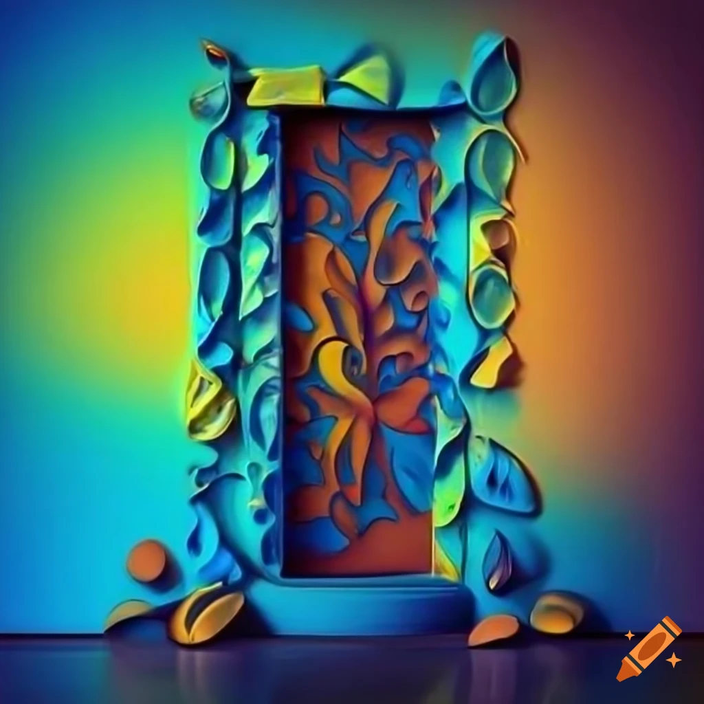 Abstract surrealism door with flower base on Craiyon