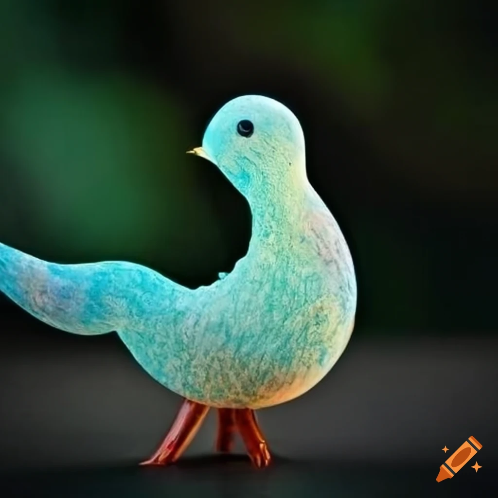 Glass pebble bird sculpture