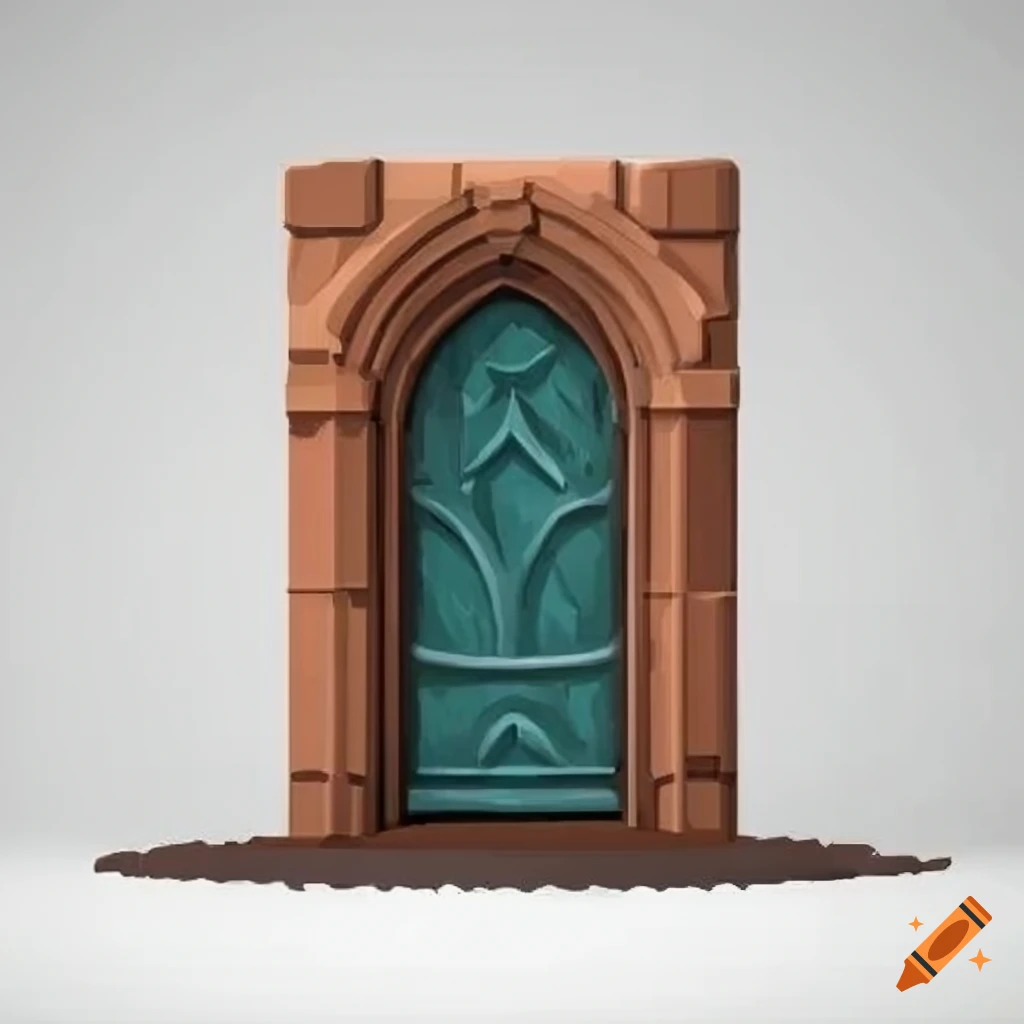 Sandstone rpg isometric tile portal door platform black background on ...