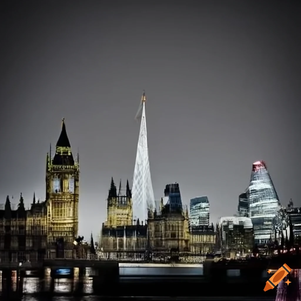 Panoramic view of london landmarks on Craiyon