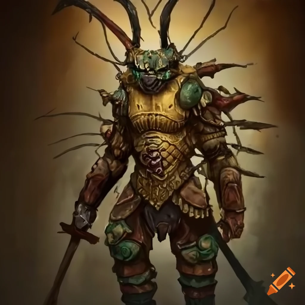 Image of an armored insect warrior on Craiyon
