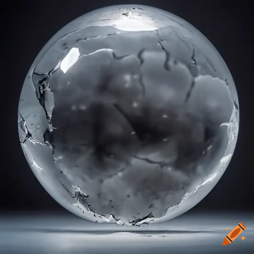 Transparent sphere filled with broken concrete on Craiyon