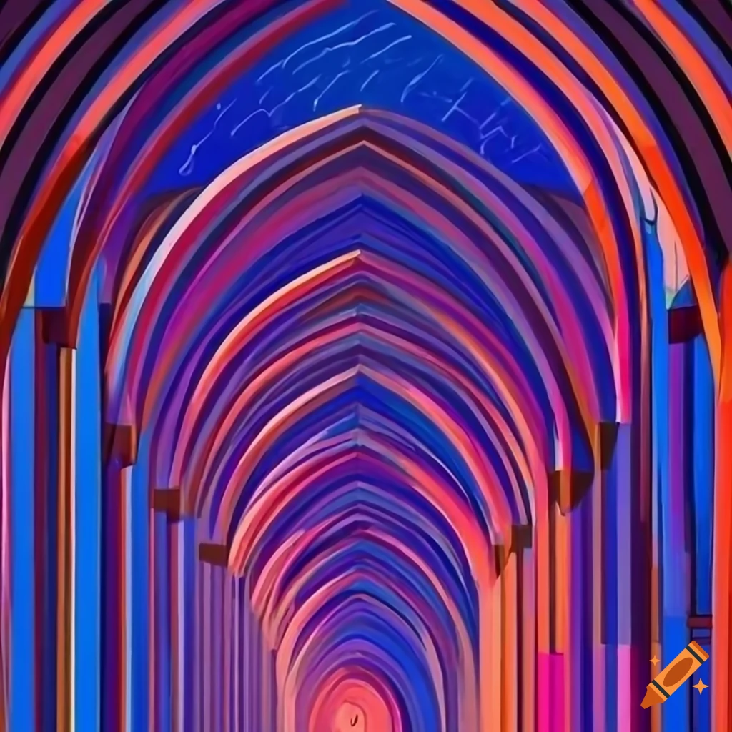 Orphism architecture abstract art with geometric arches on Craiyon