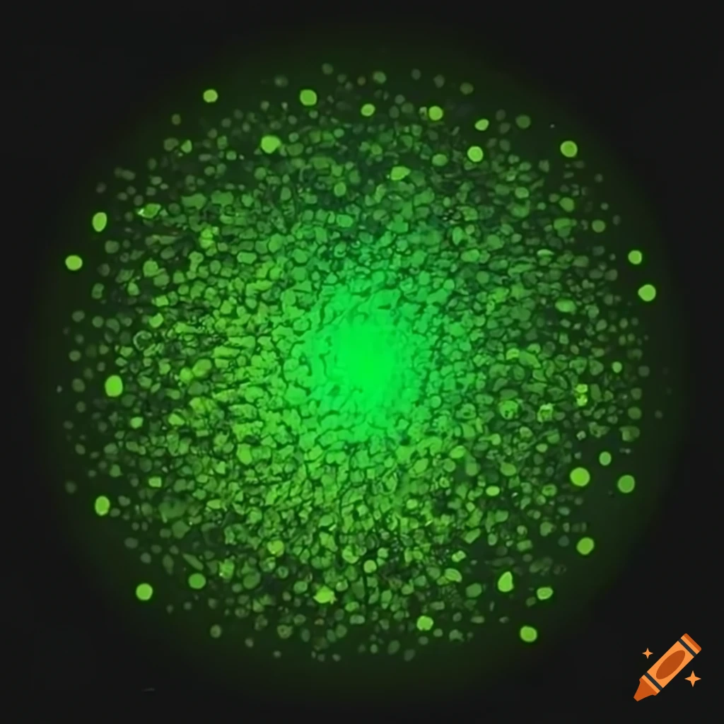 Image of floating green particles in the air on Craiyon