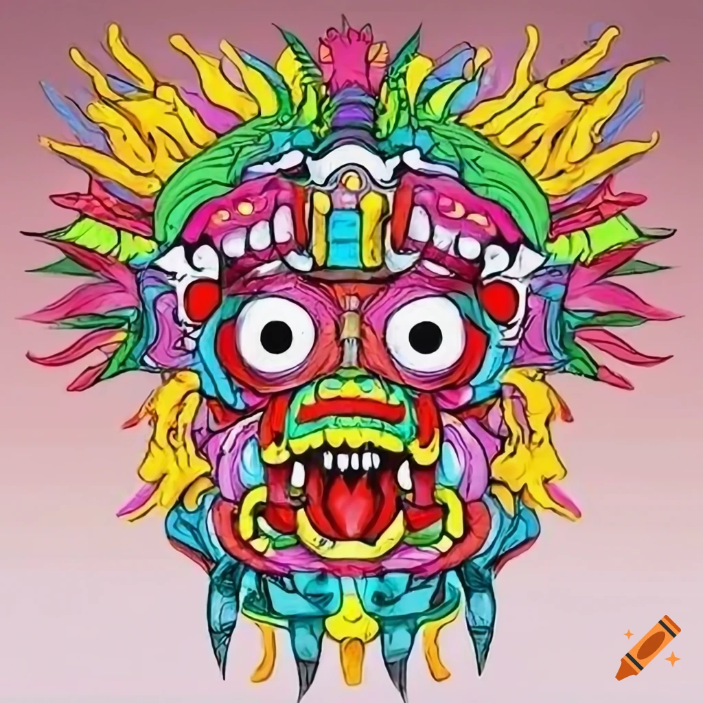 Maya monkey glyph for batz in the zodiac calendar on Craiyon