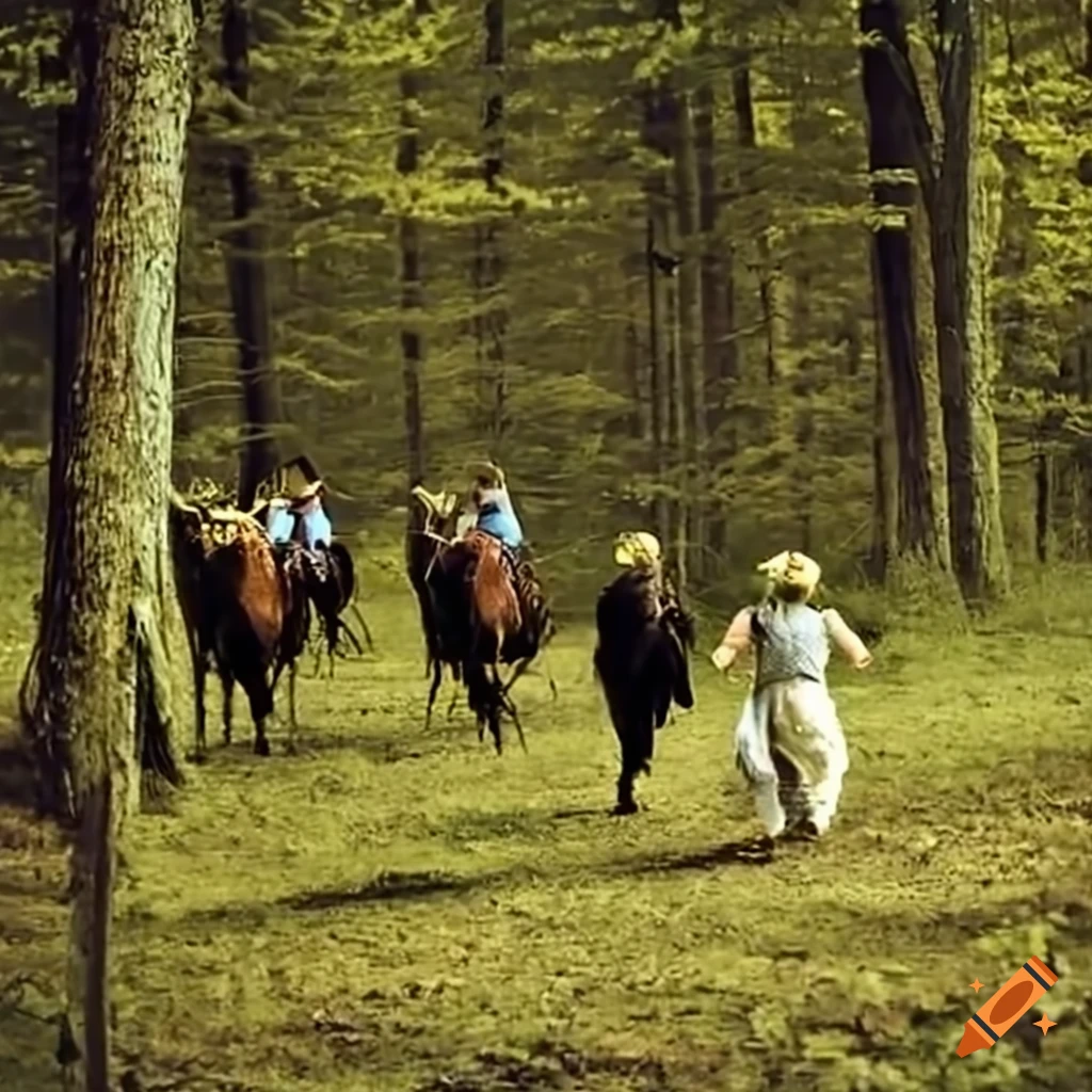 Amish people escaping in the forest on Craiyon