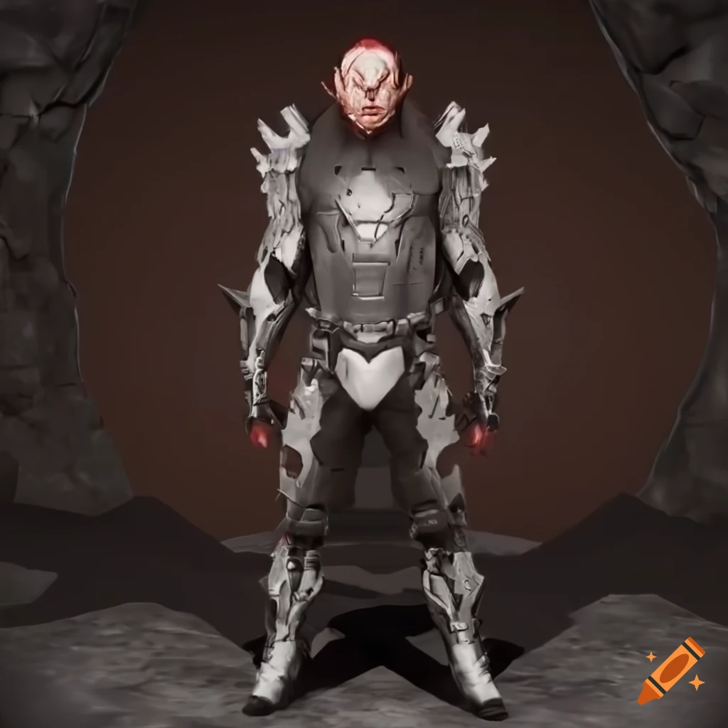 Sci-fi elf cyborg with red hair and black armor on Craiyon