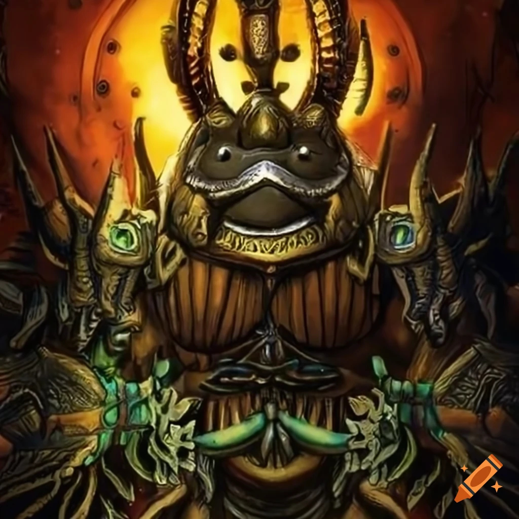Artwork of a scarab man king on Craiyon