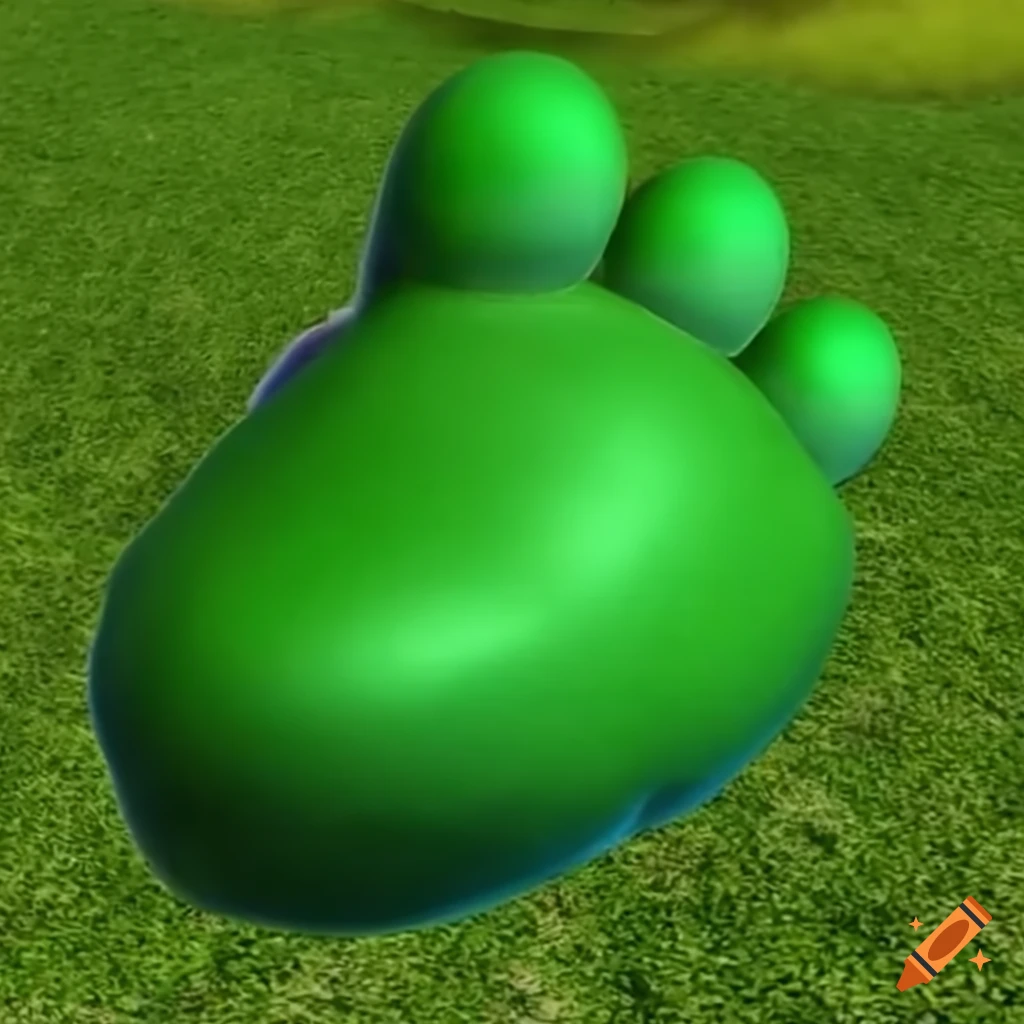 Close-up of Yoshi's green bare feet on Craiyon