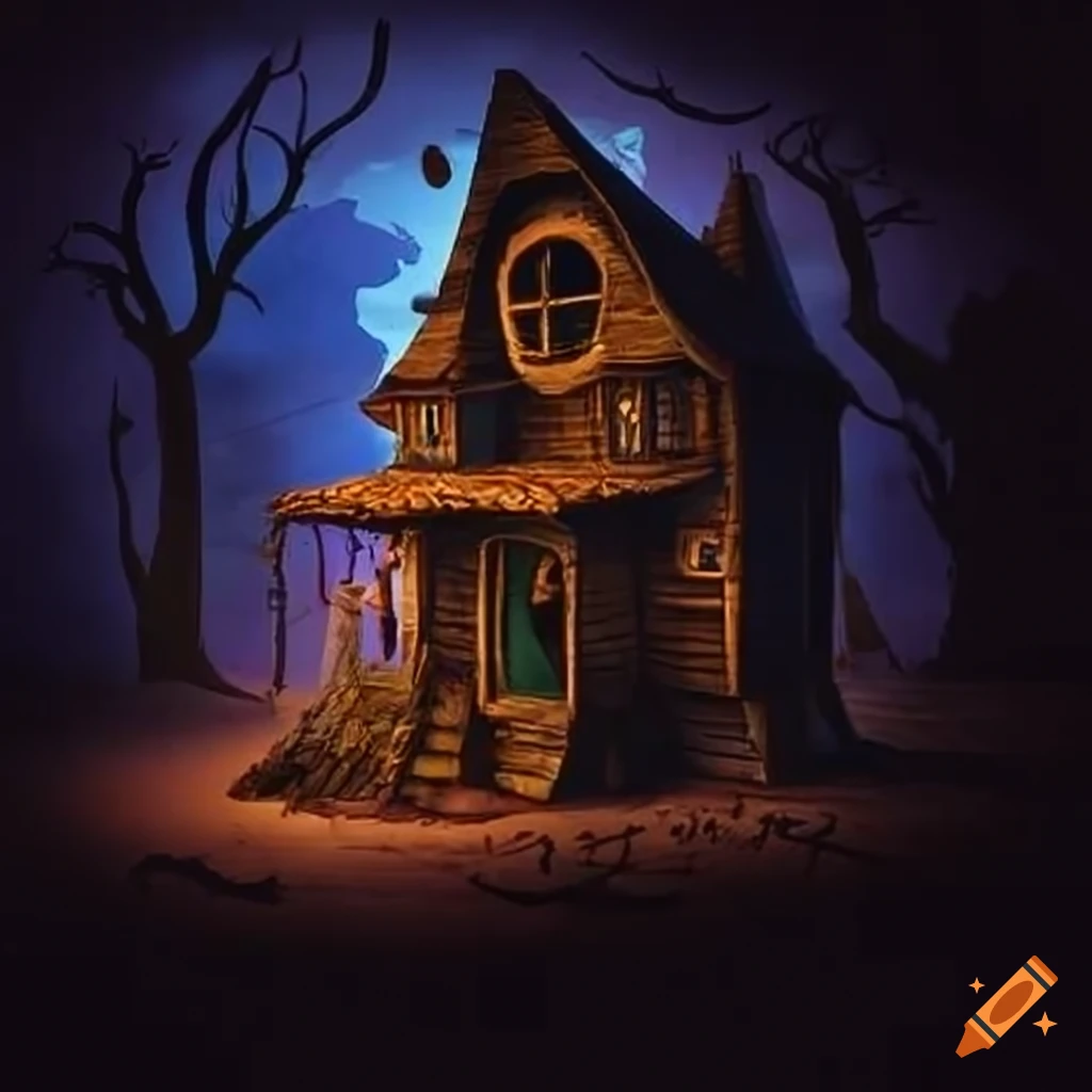 Witch house illustration on Craiyon