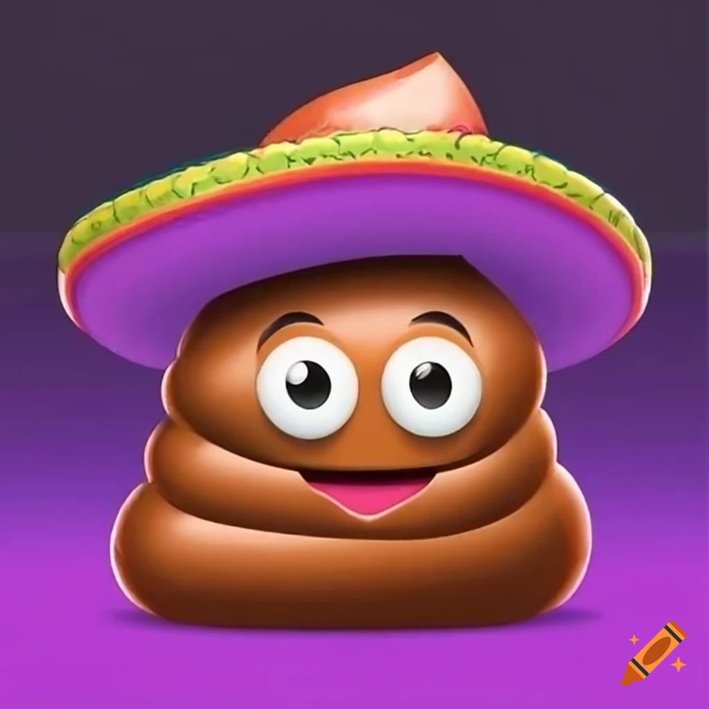 Poo emoji wearing a sombrero on Craiyon