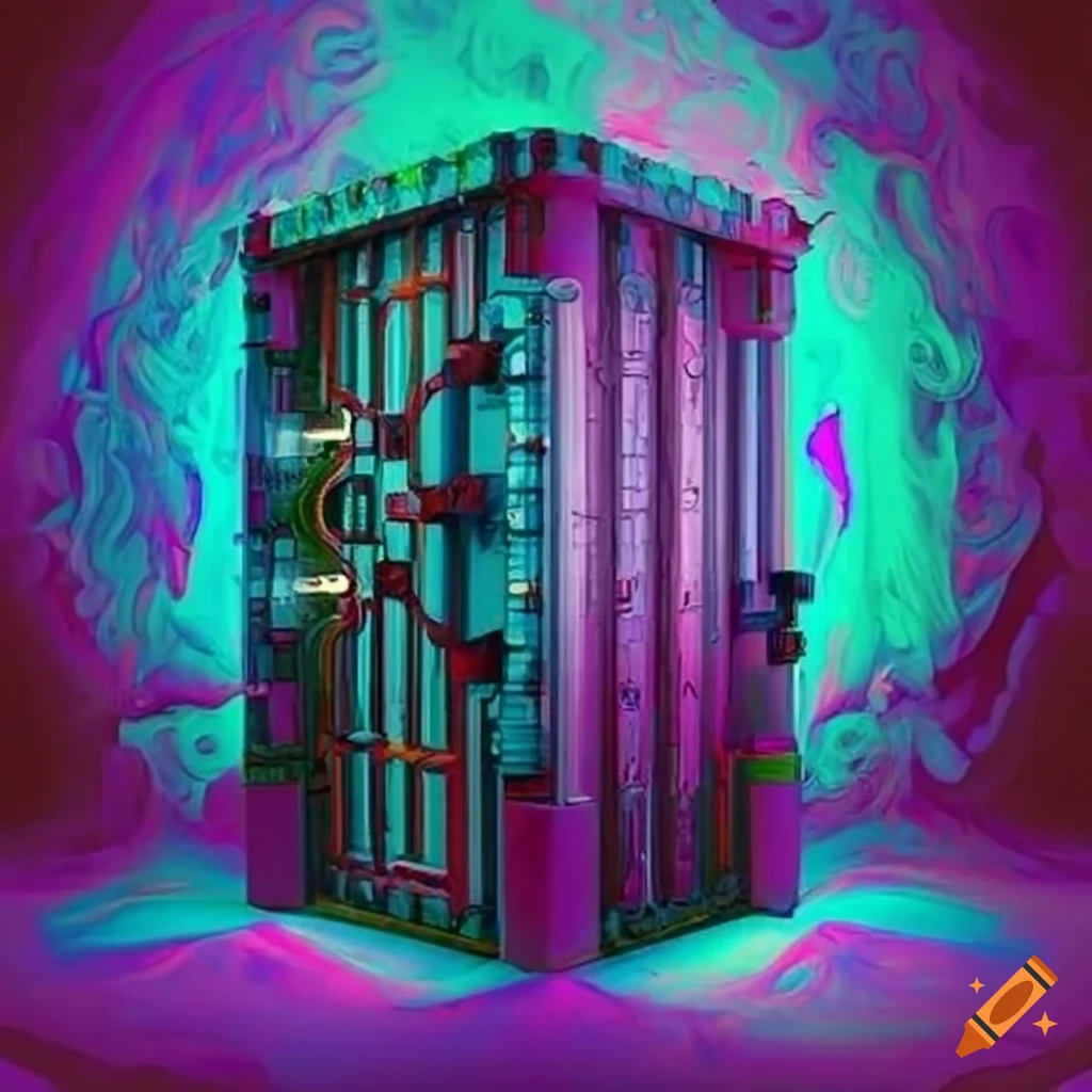 Surreal image of a psychedelic bank vault