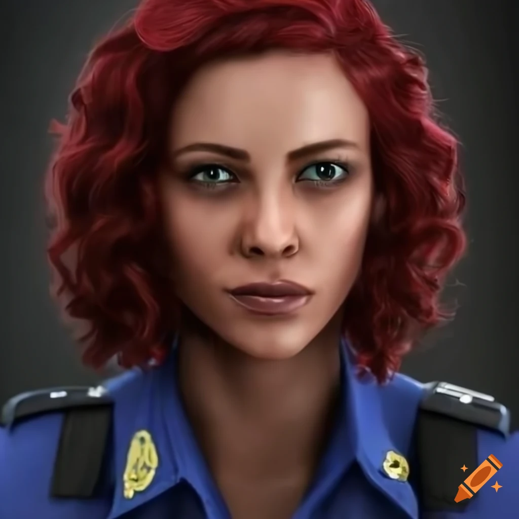Illustration of a square-jawed alien police officer on Craiyon