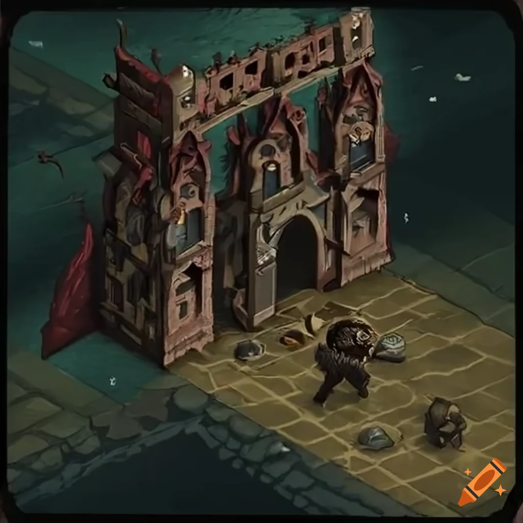 Dark fantasy isometric rpg game with weird creatures
