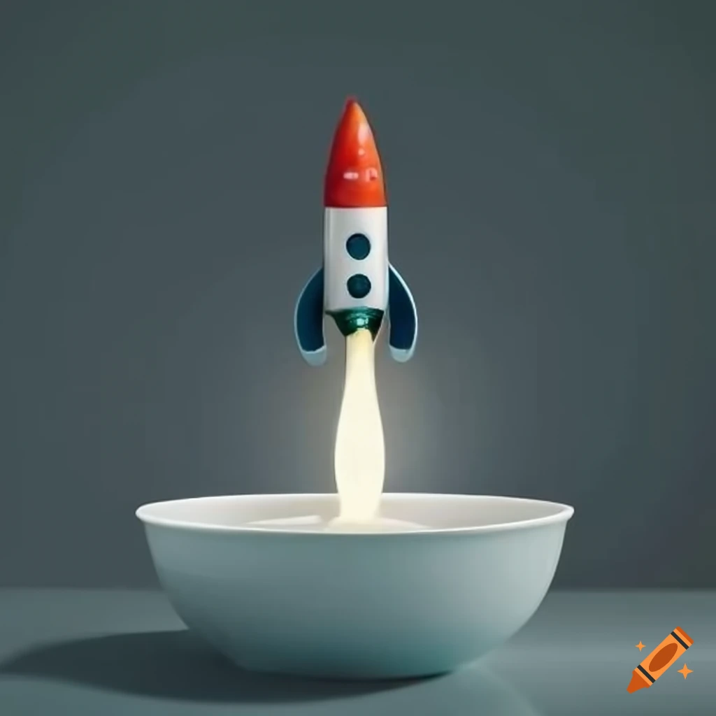 Creative rocket in a soup bowl on Craiyon