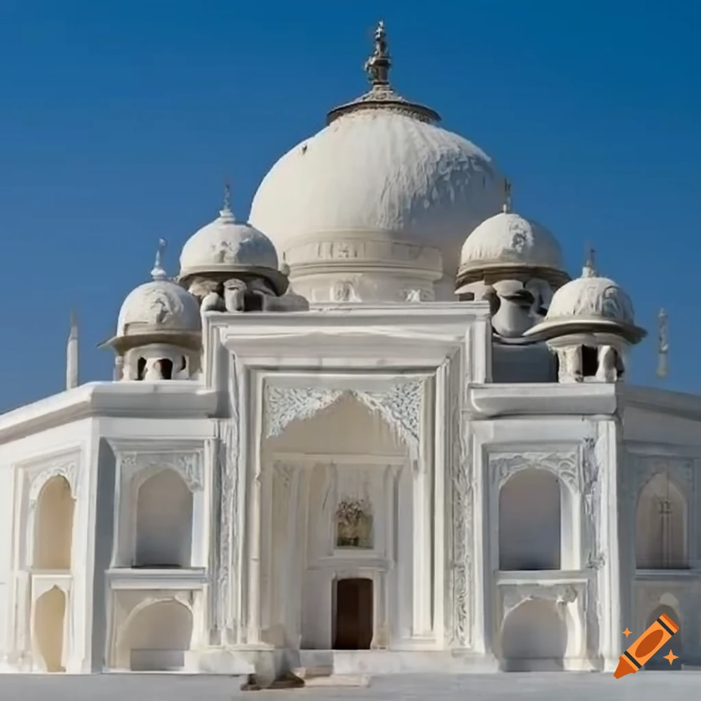 Frontal view of mahal white house in mediterranean architectural style ...