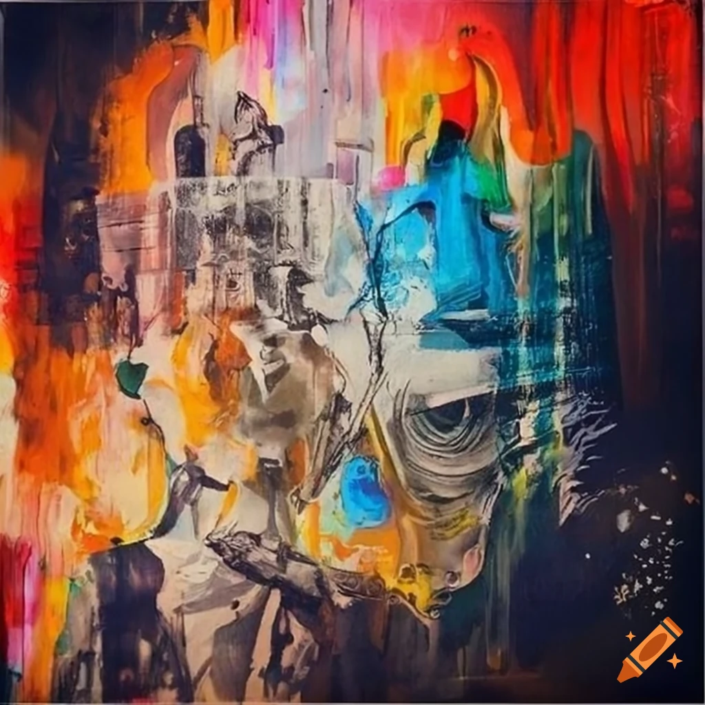 Mixed media artwork on vintage newspaper on Craiyon