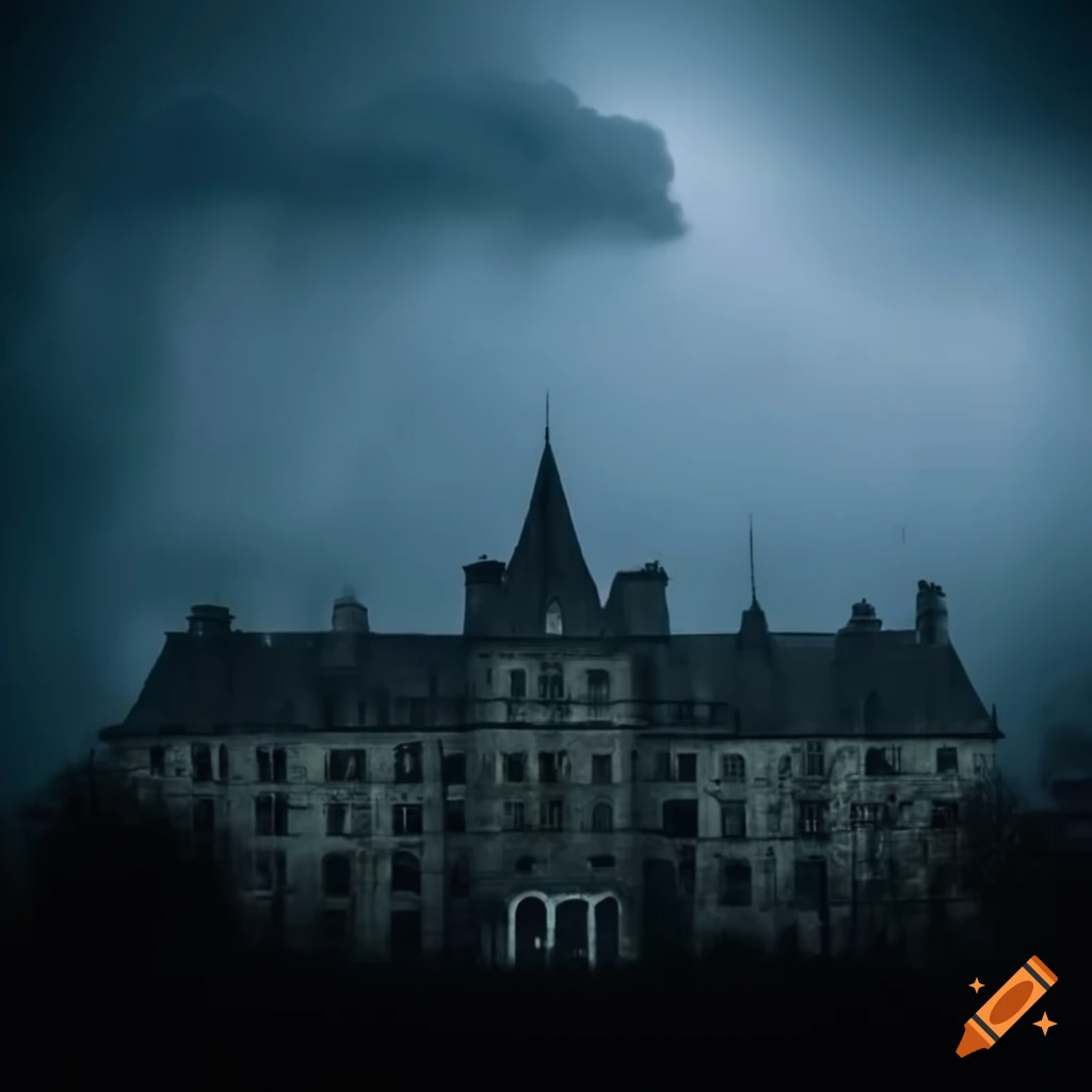 Vintage hotel building with a haunting and mysterious atmosphere on Craiyon